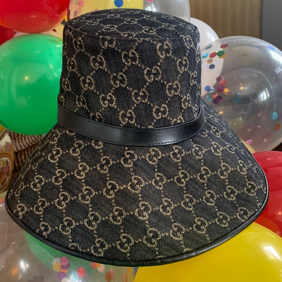 Gucci | Accessories | Gucci Monogram Wide Brim Hat M Black | Poshmark
